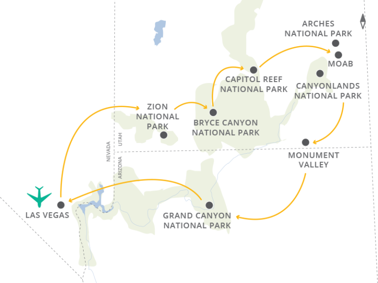 map_mighty_5_utah_grand_canyon - Tracks & Trails